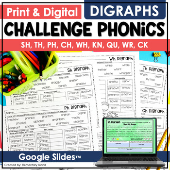 Multisyllabic Words Phonics Worksheets No Prep Print and Digital