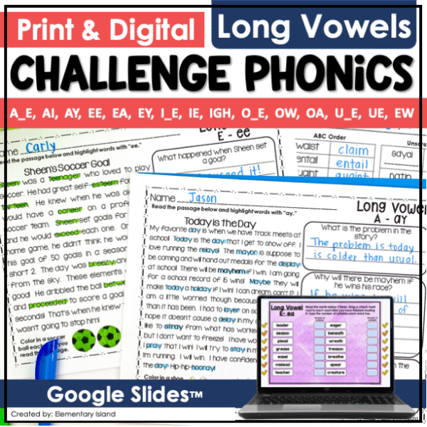 Multisyllabic Words Phonics Worksheets No Prep Print and Digital